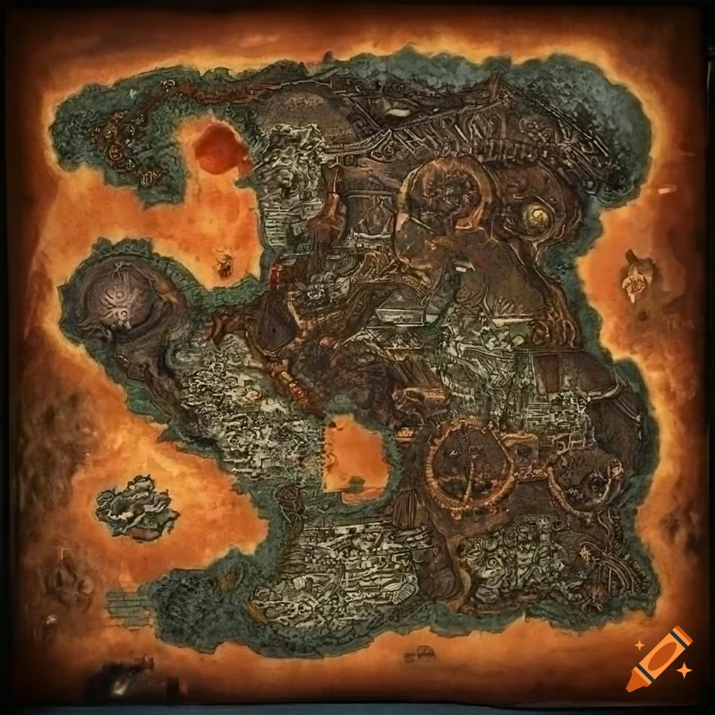 Intricate Warhammer 40k map of industrialized continent with region ...