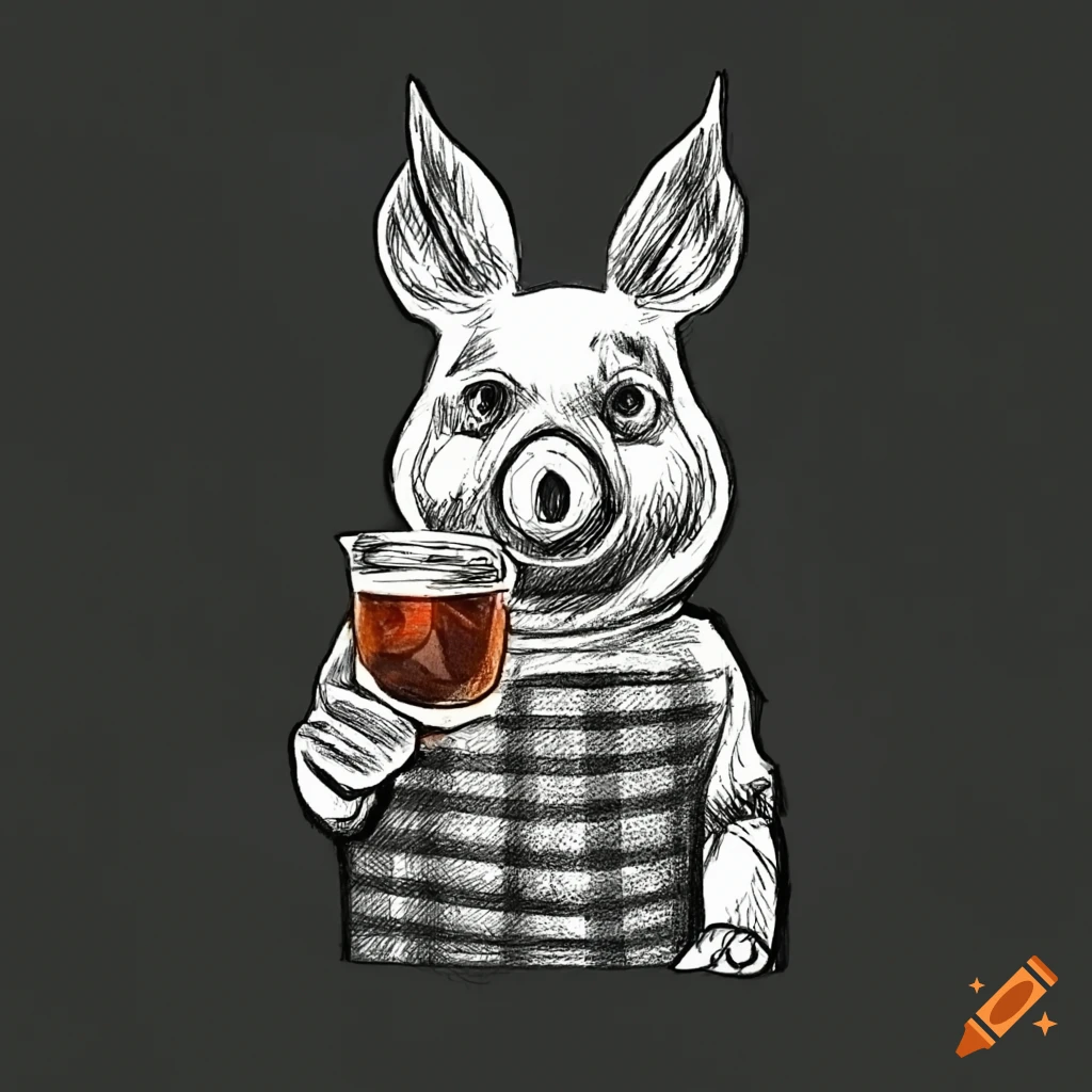 Pig enjoying a cocktail and waffles on Craiyon