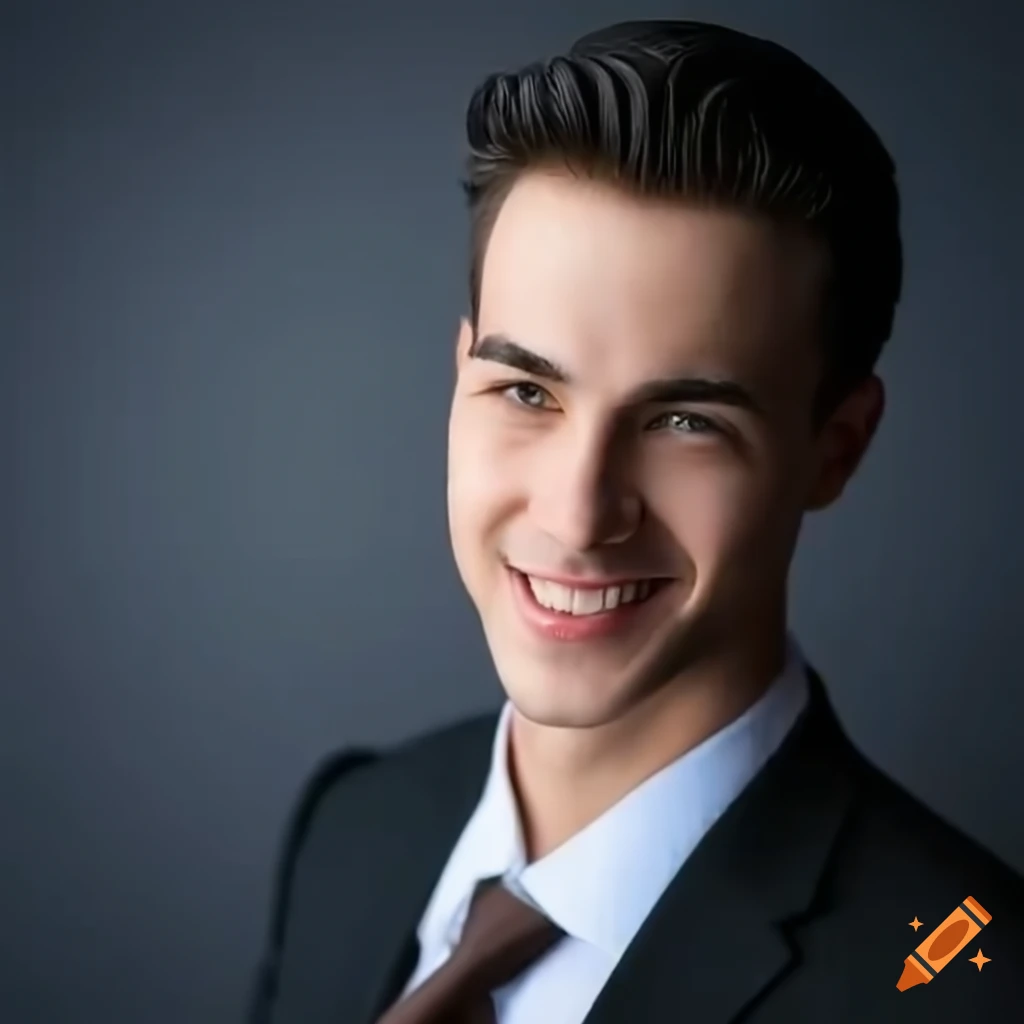 Smiling 39-year-old businessman with sharp gaze on Craiyon