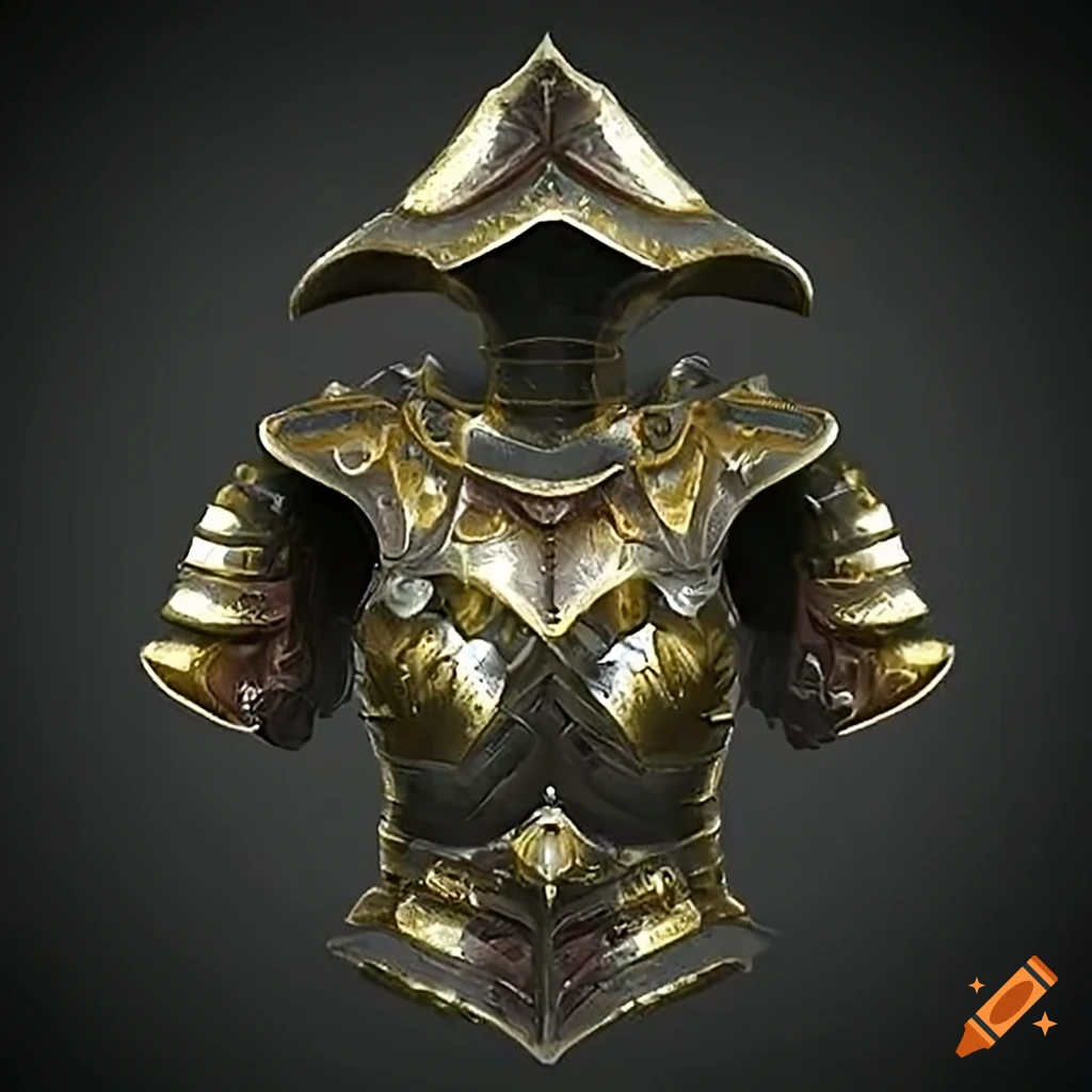 Front view of adorned magic armor on Craiyon