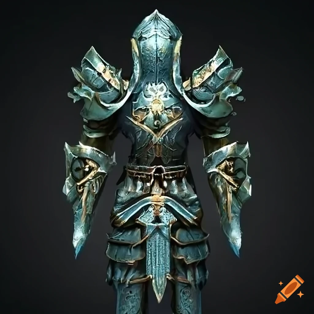 Front view of adorned magic armor on Craiyon