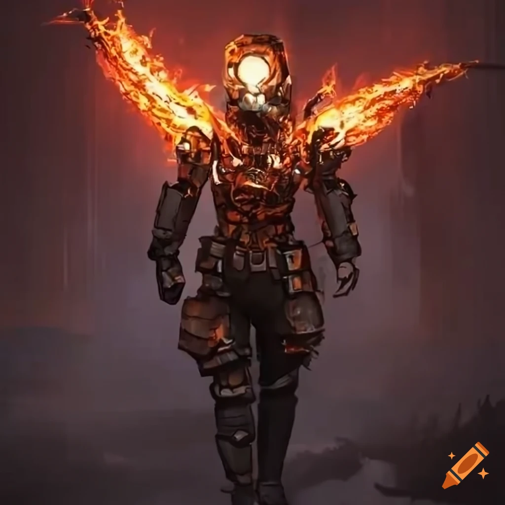 Burning cyberpunk armor on Craiyon