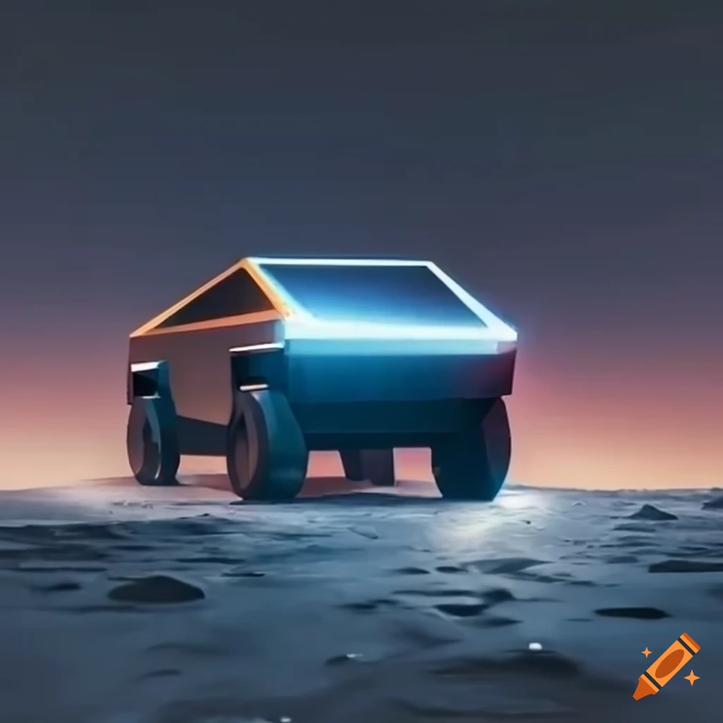 Cybertruck driving on the moon's surface on Craiyon