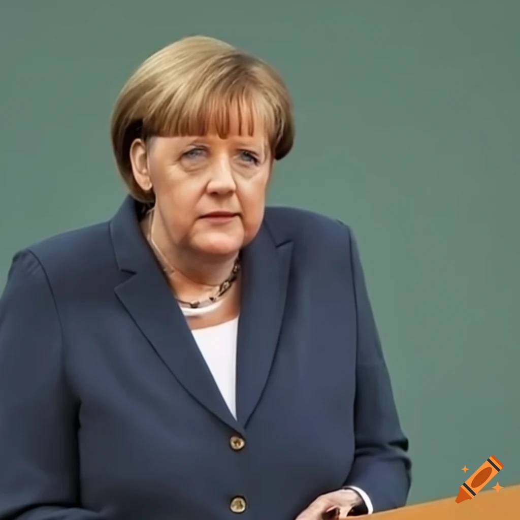 Close-up of chancellor angela merkel's determined expression on Craiyon