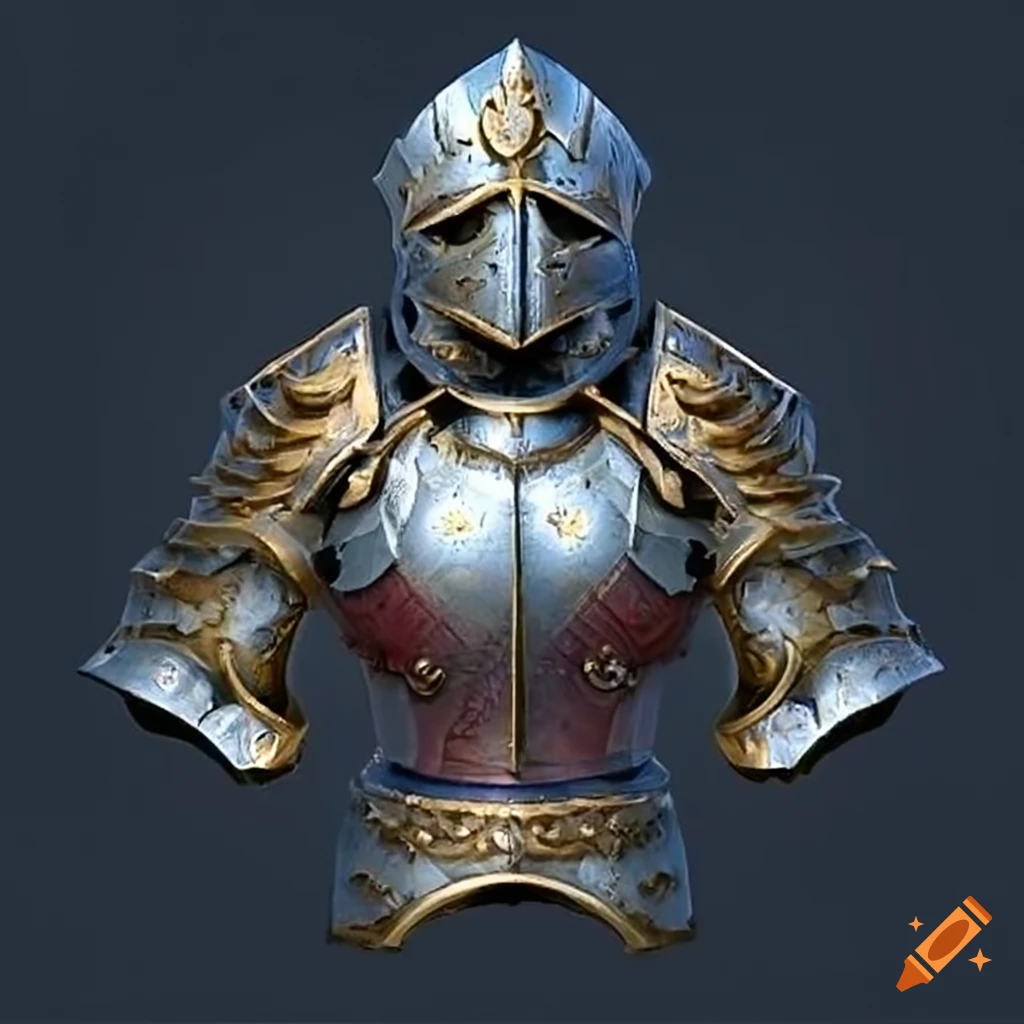 Front view of adorned magic armor on Craiyon