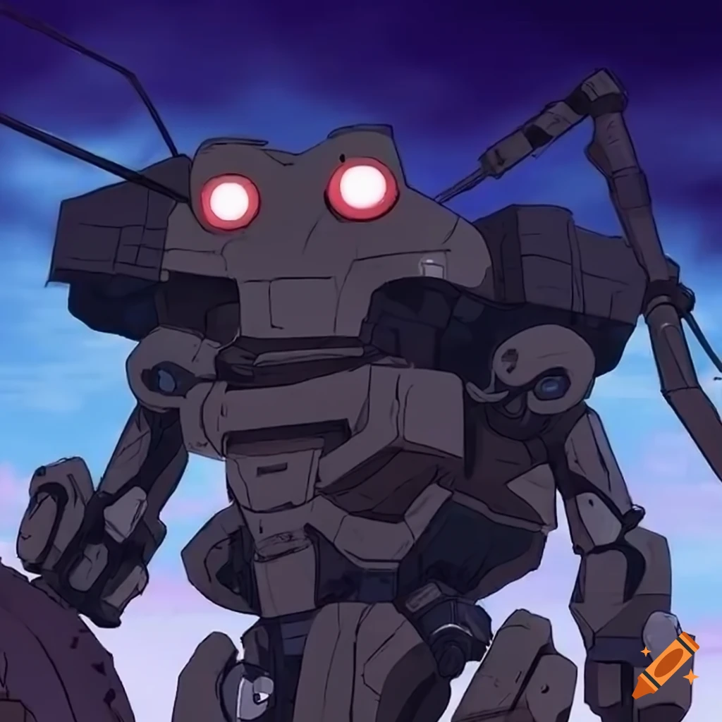 Anime mech piloted by a frog on Craiyon