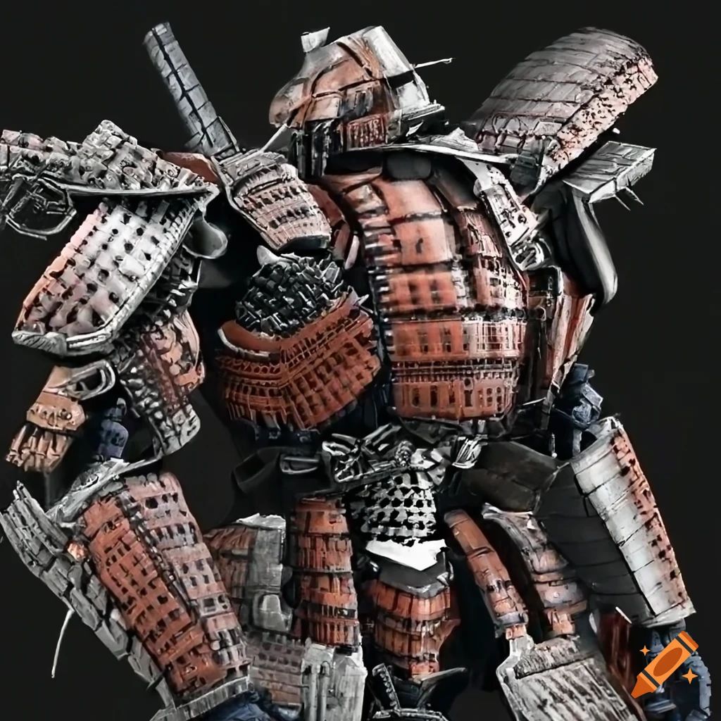 Armored core in samurai armor structure on Craiyon