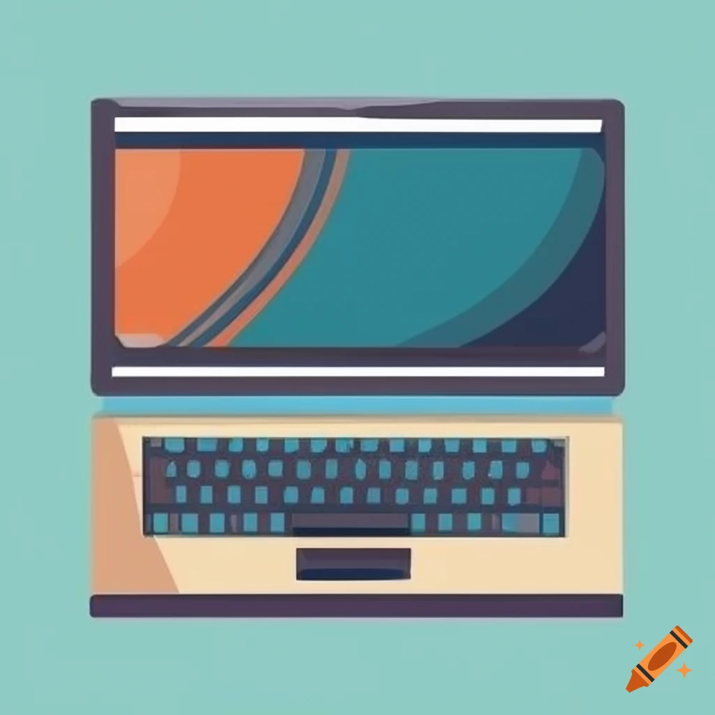 Computer showing an open website in flat style on Craiyon