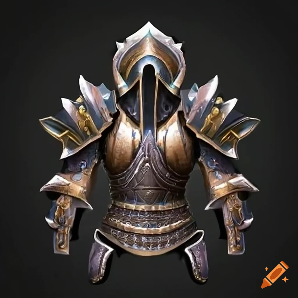 Front view of adorned magic armor on Craiyon