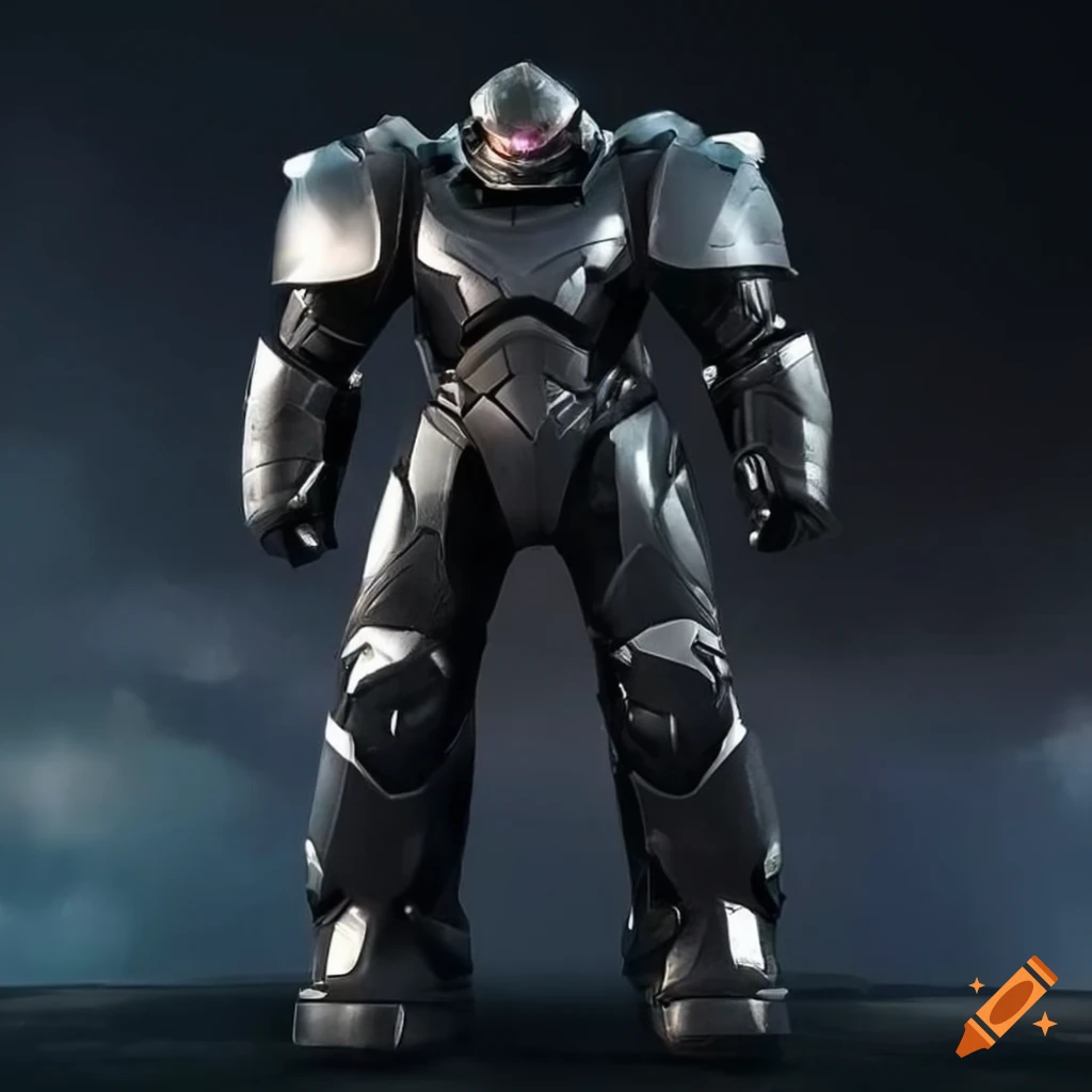 Full body power armor made of obsidian crystals with jet pack turbines ...