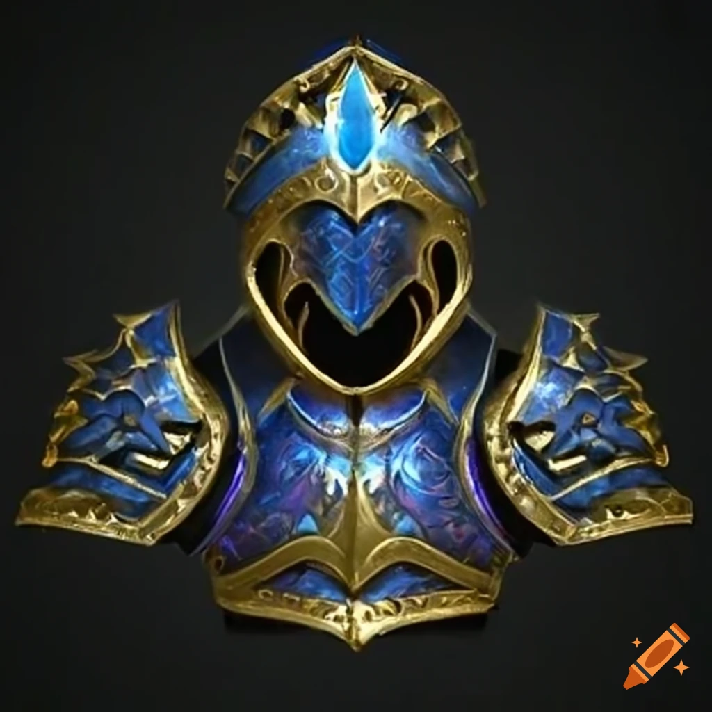 Front view of adorned magic armor on Craiyon