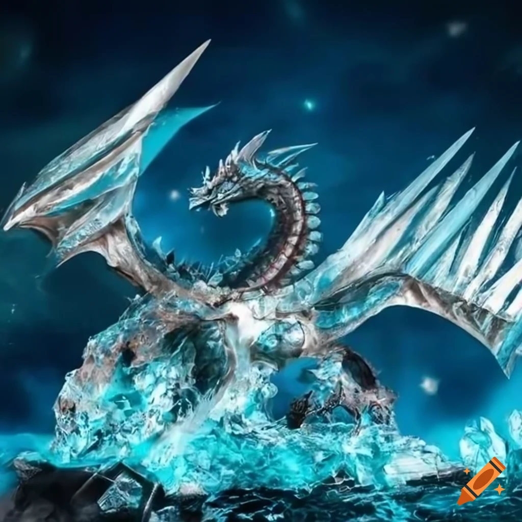 Mythical dragon of crystals and dark scales under night sky on Craiyon