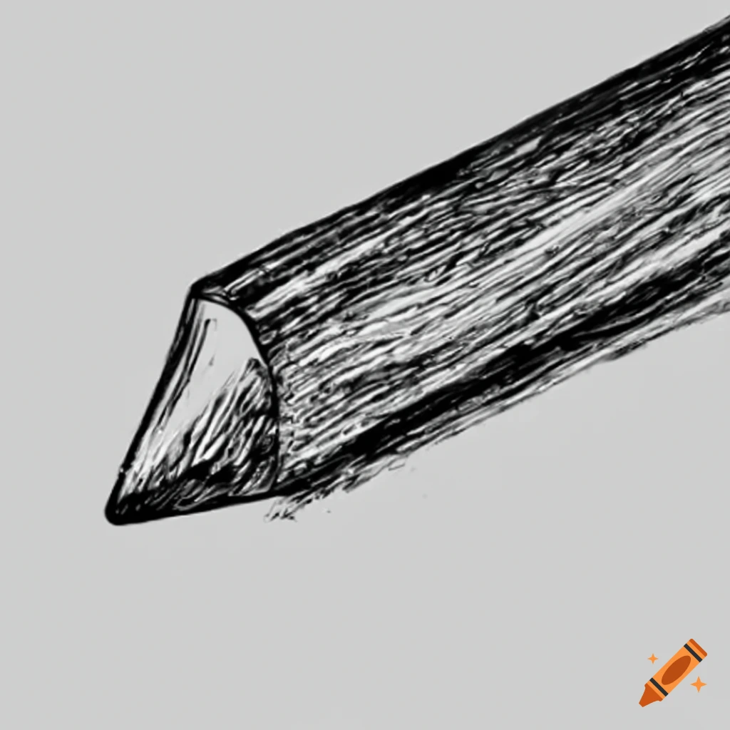 Illustration of a long, round ingot with a pointed tip on Craiyon