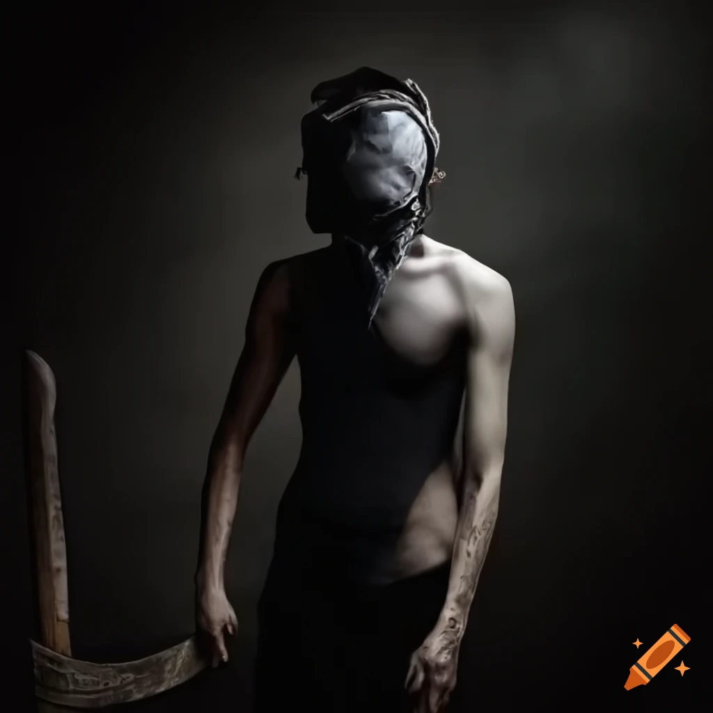 Man with a scythe and a mask on Craiyon