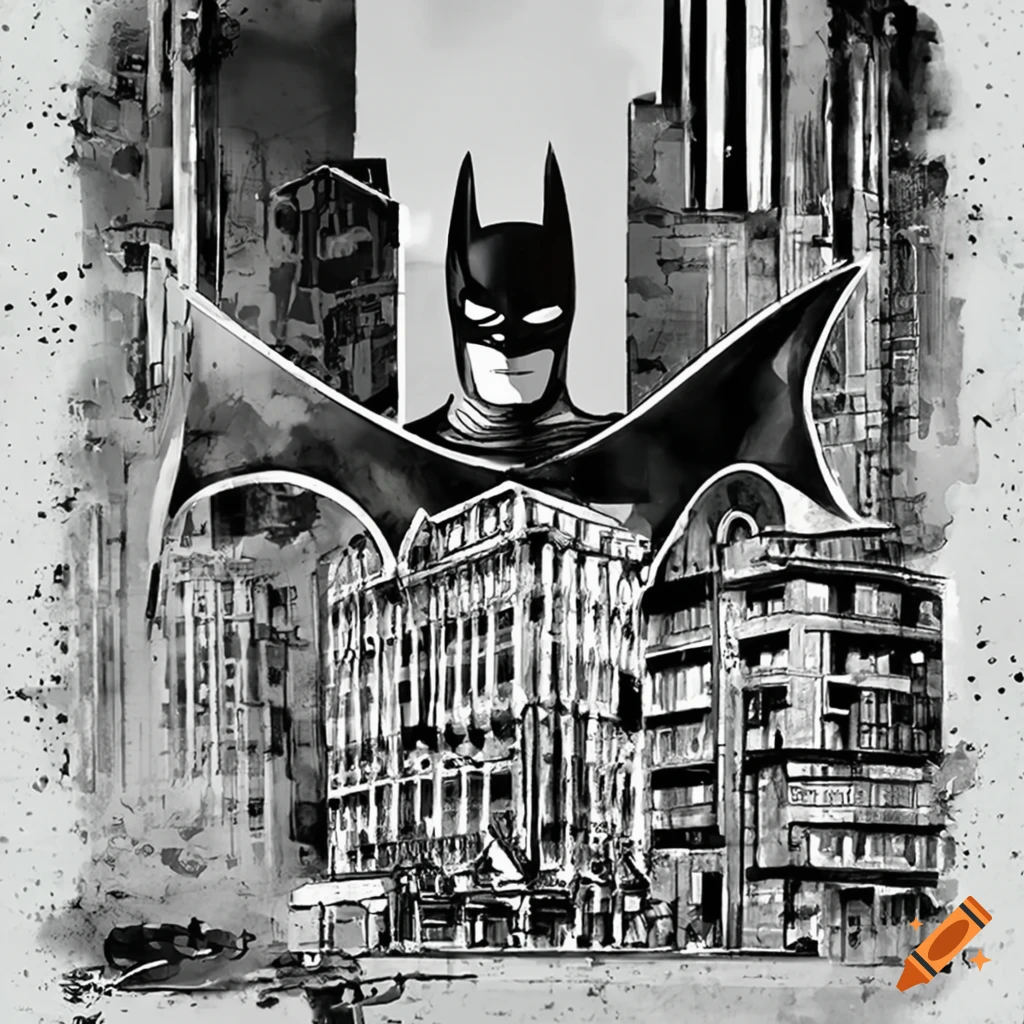 Superhero batman protecting toy city in movie poster on Craiyon