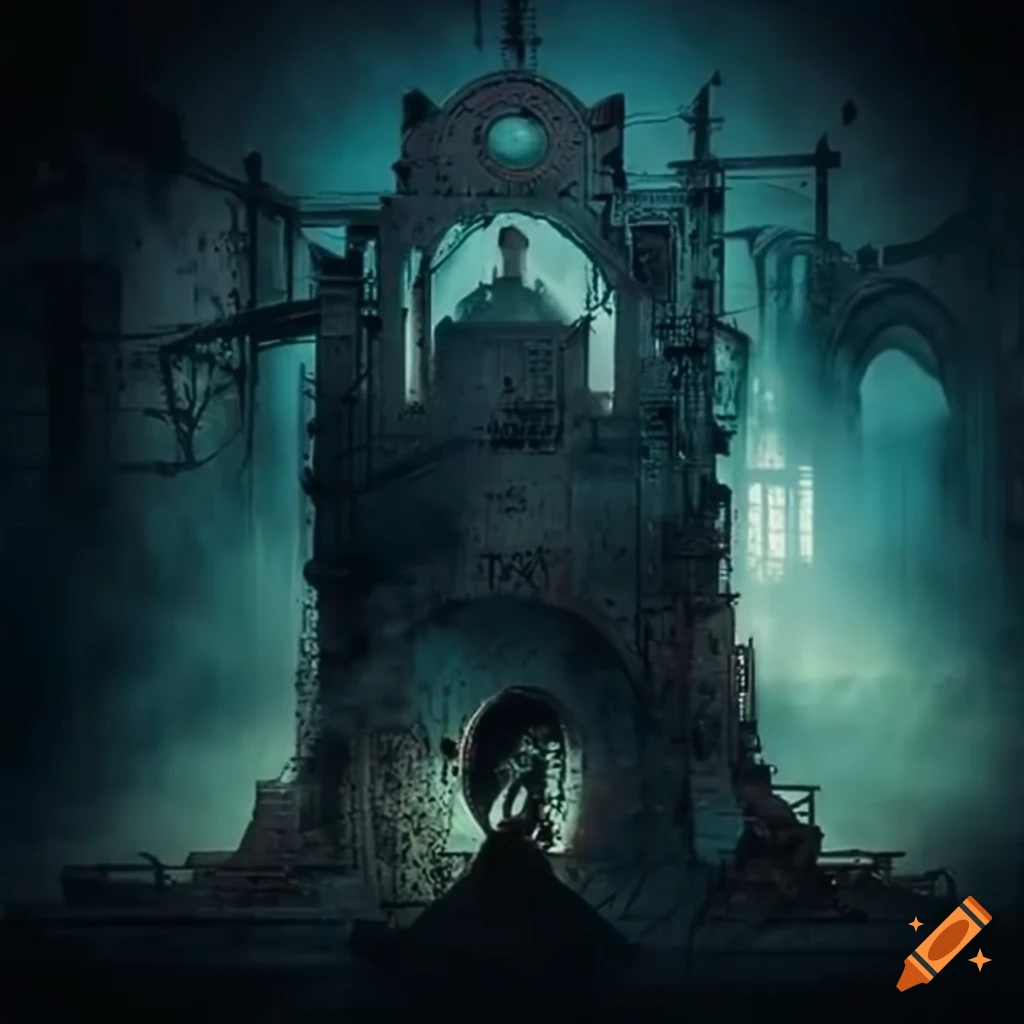 Album cover of heavy metal band Abyss Factory with industrial machinery ...