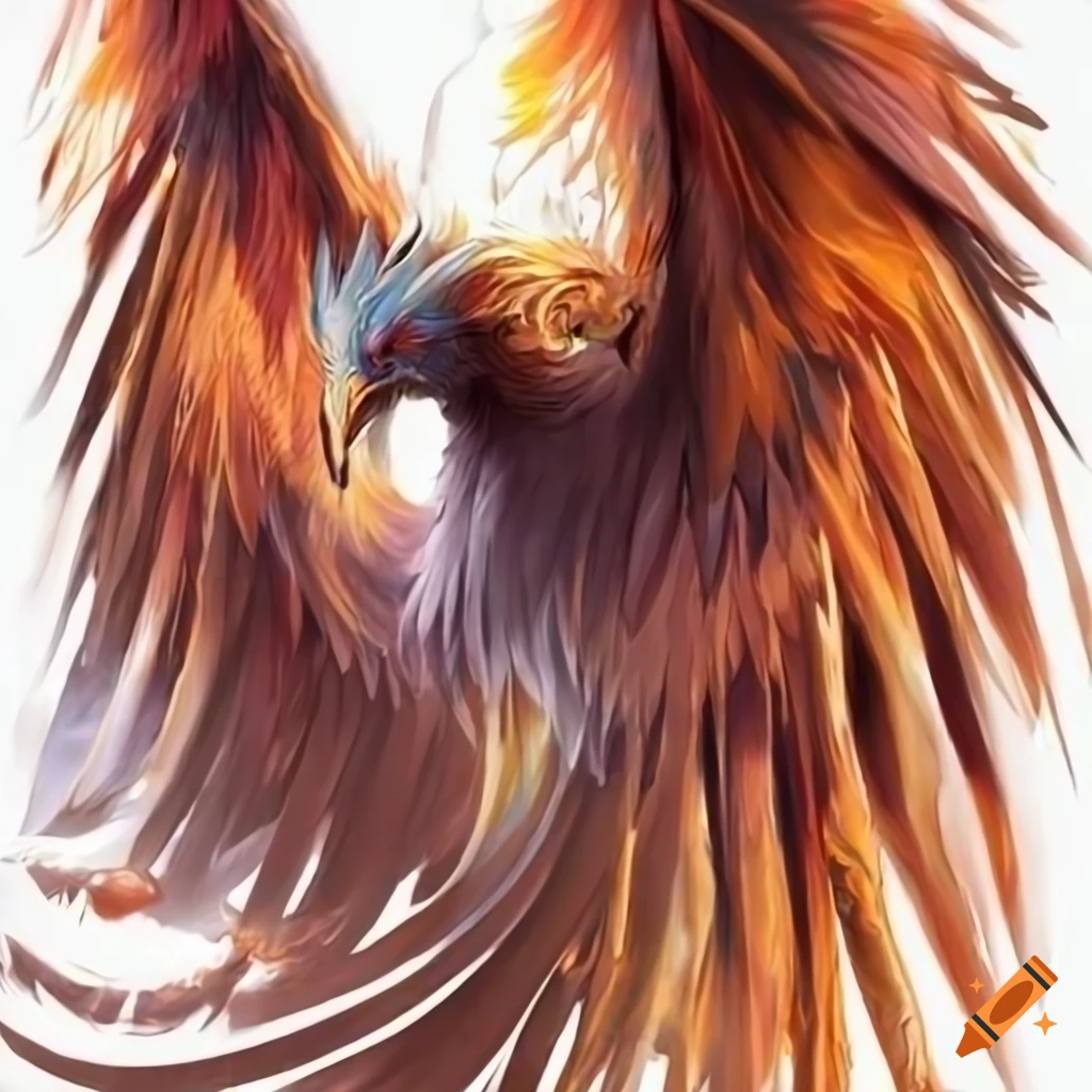 Phoenix on a white background on Craiyon