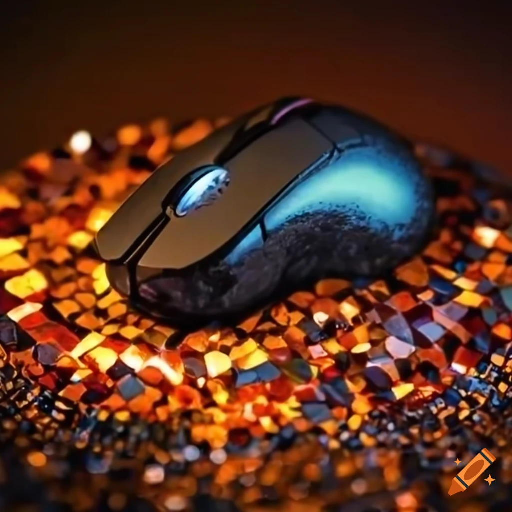Unique computer mouse crafted from meteorite and mosaic smalt on Craiyon