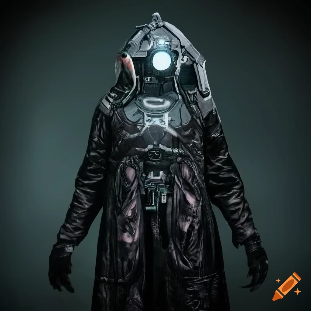Moth-man in sci-fi cyberpunk spacesuit with gothic baroque robe on Craiyon