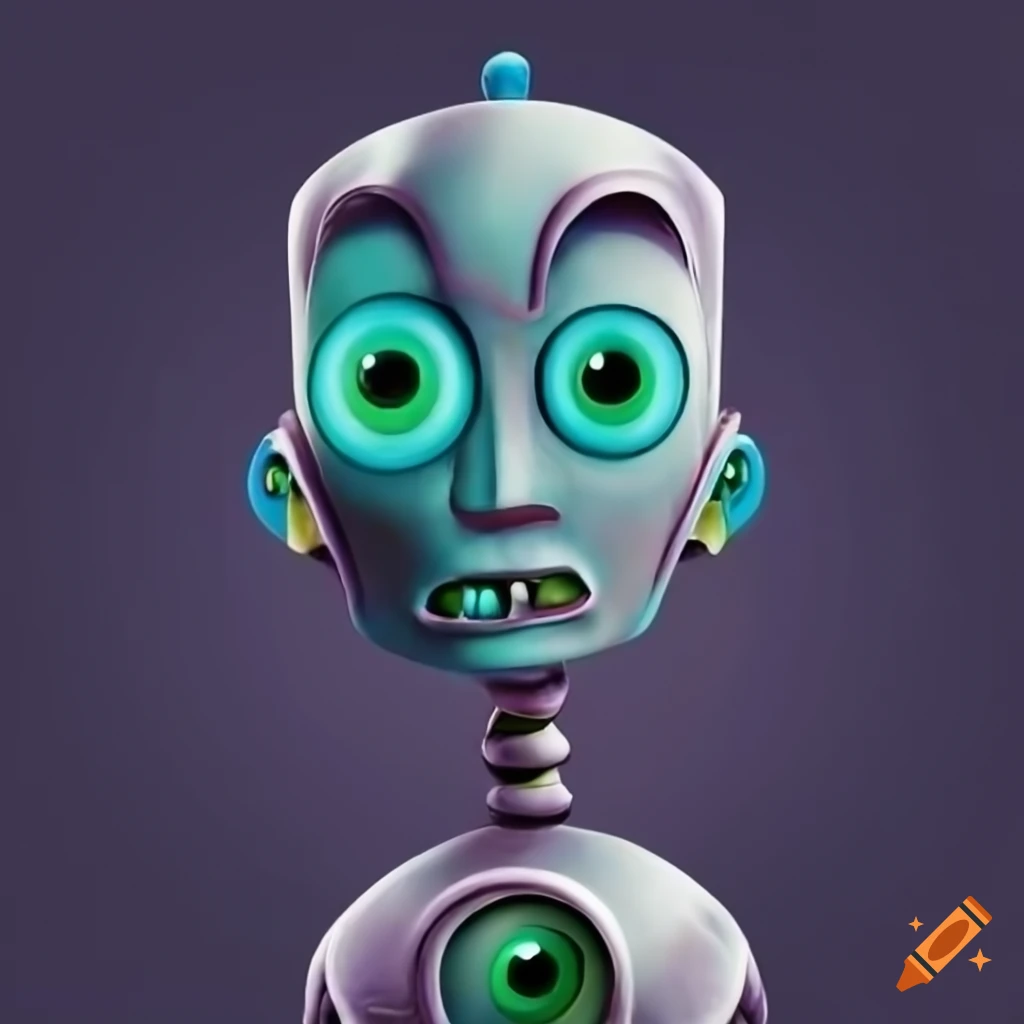 Cartoonish evil robot in Disney-Pixar style on Craiyon