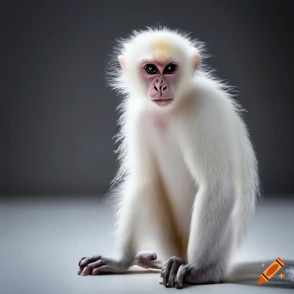 White monkeys hopping and waving arms in chinese ink painting style on ...