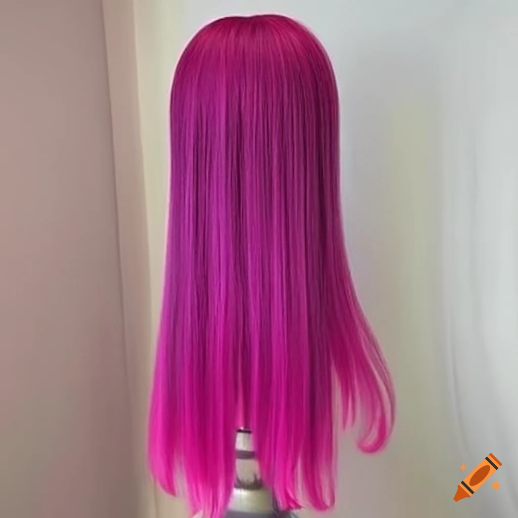 Swirly ponytail magenta wig on Craiyon