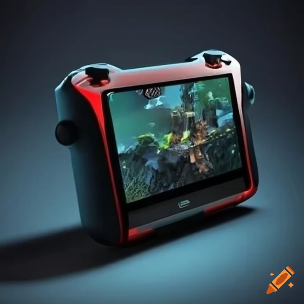 Portable gaming device with xbox controller-inspired screen on Craiyon