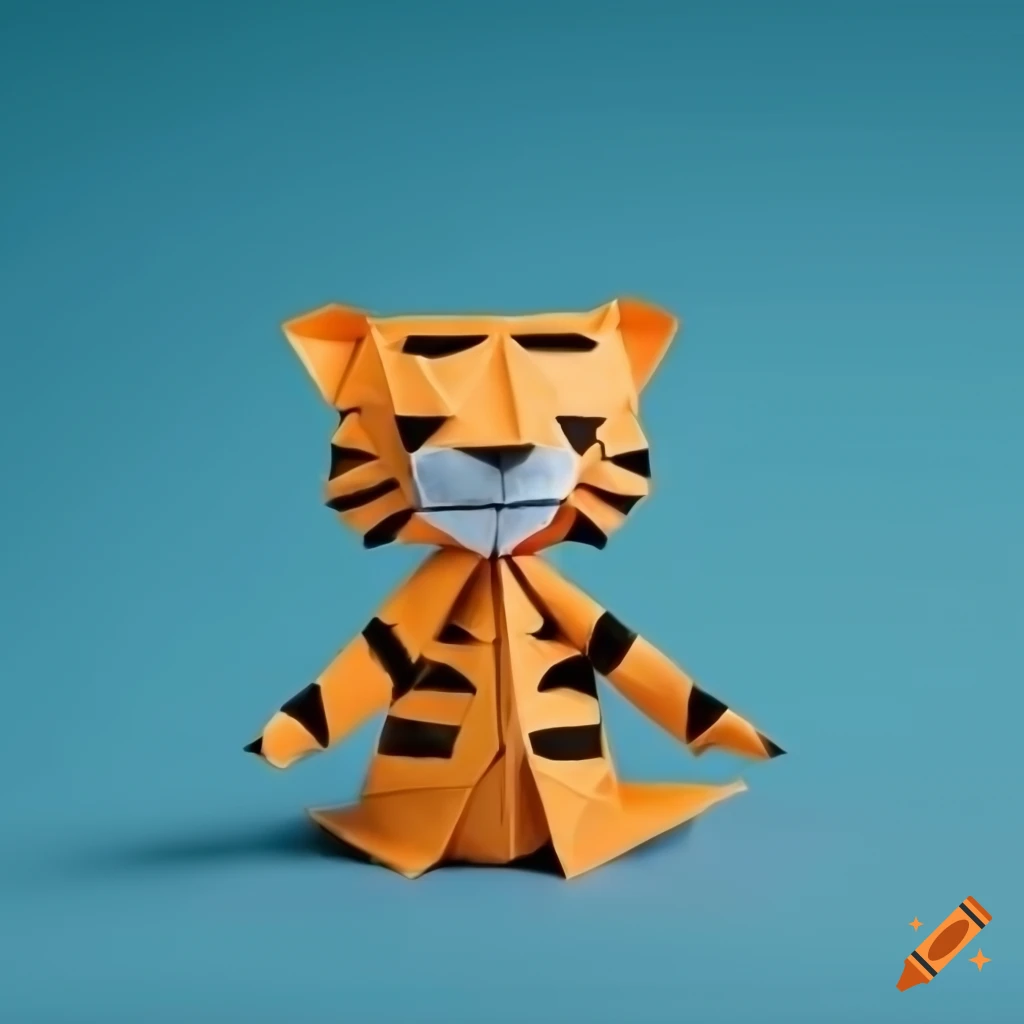 Origami high poly hobbes with blue background on Craiyon