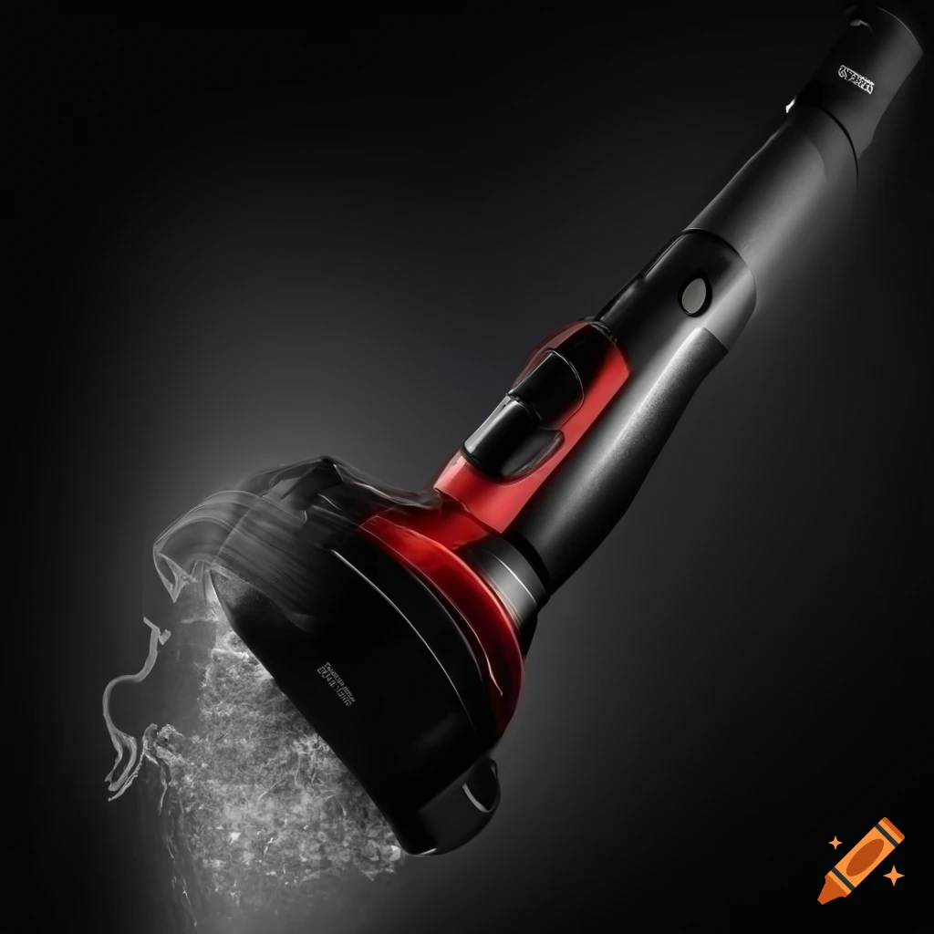 Sleek handheld vacuum cleaner picking up dirt and debris on Craiyon