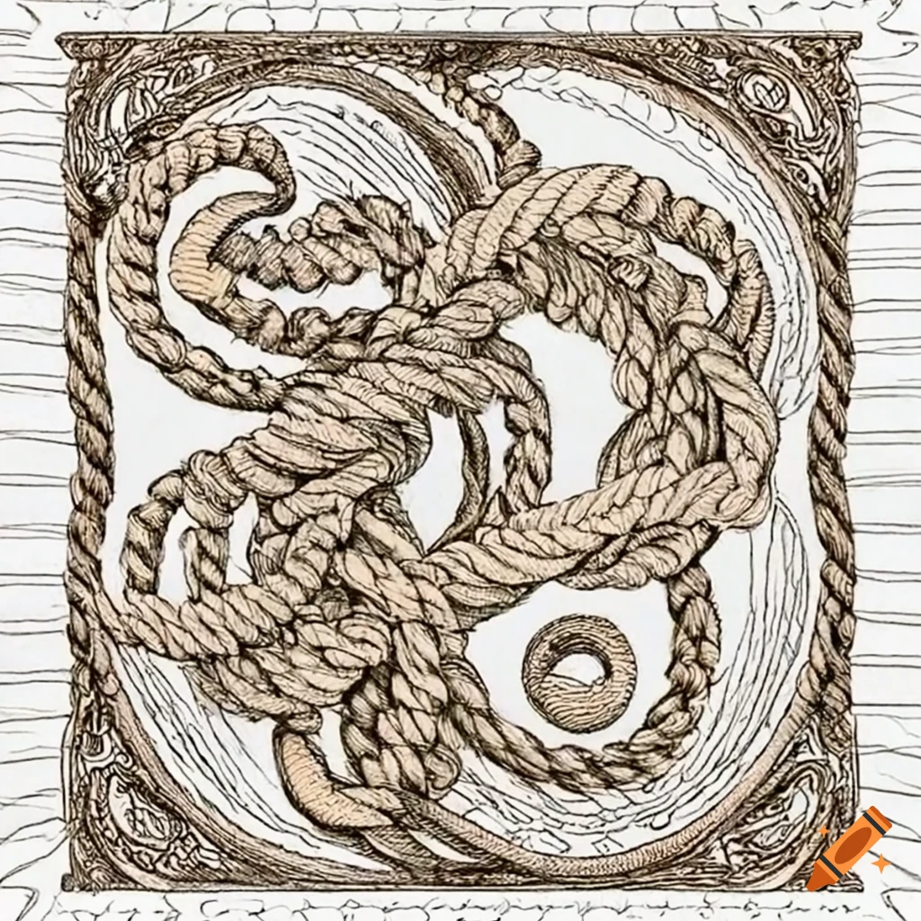 Art nouveau drawing of intricate rope swirls on Craiyon