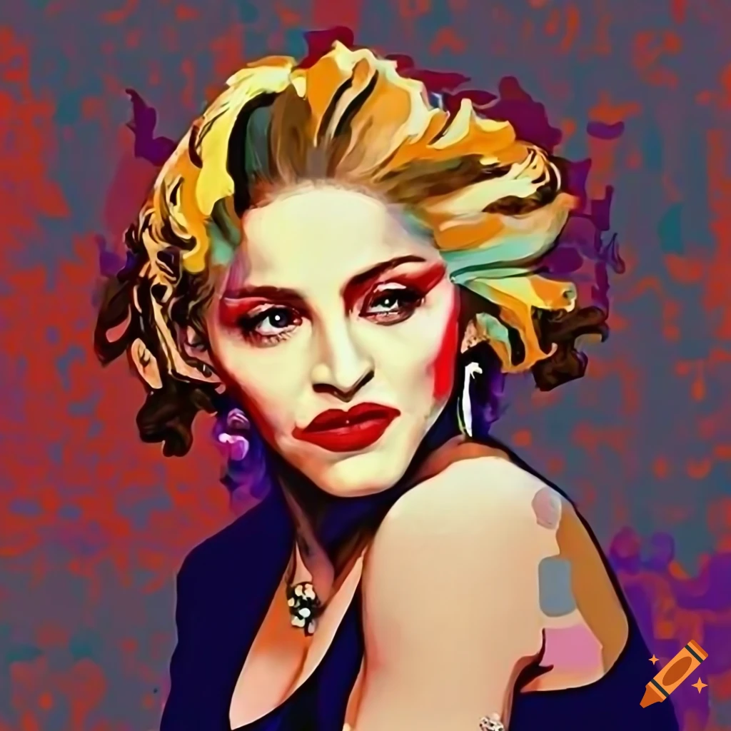 Singer madonna portrait in leroy nieman style on Craiyon