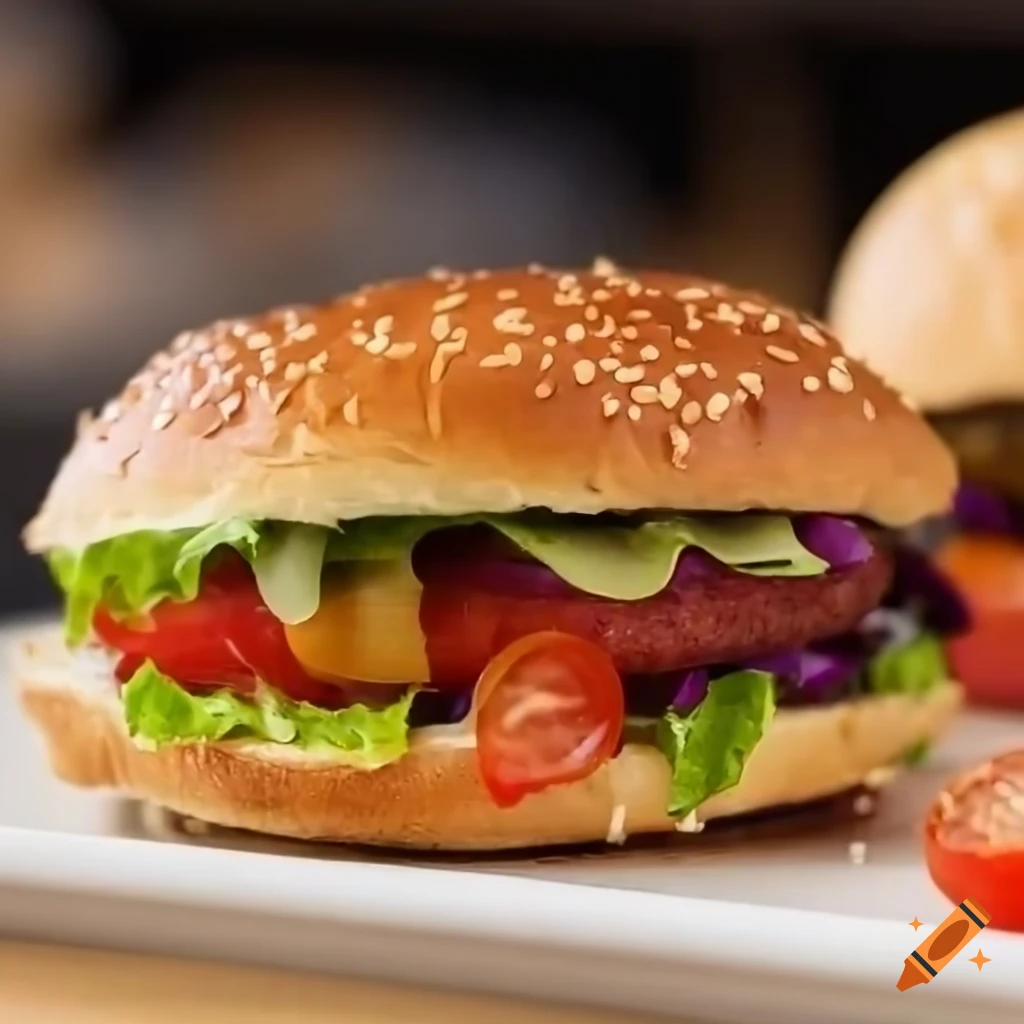 Burger with ingredients symbolizing speed and health for a sprinter on ...