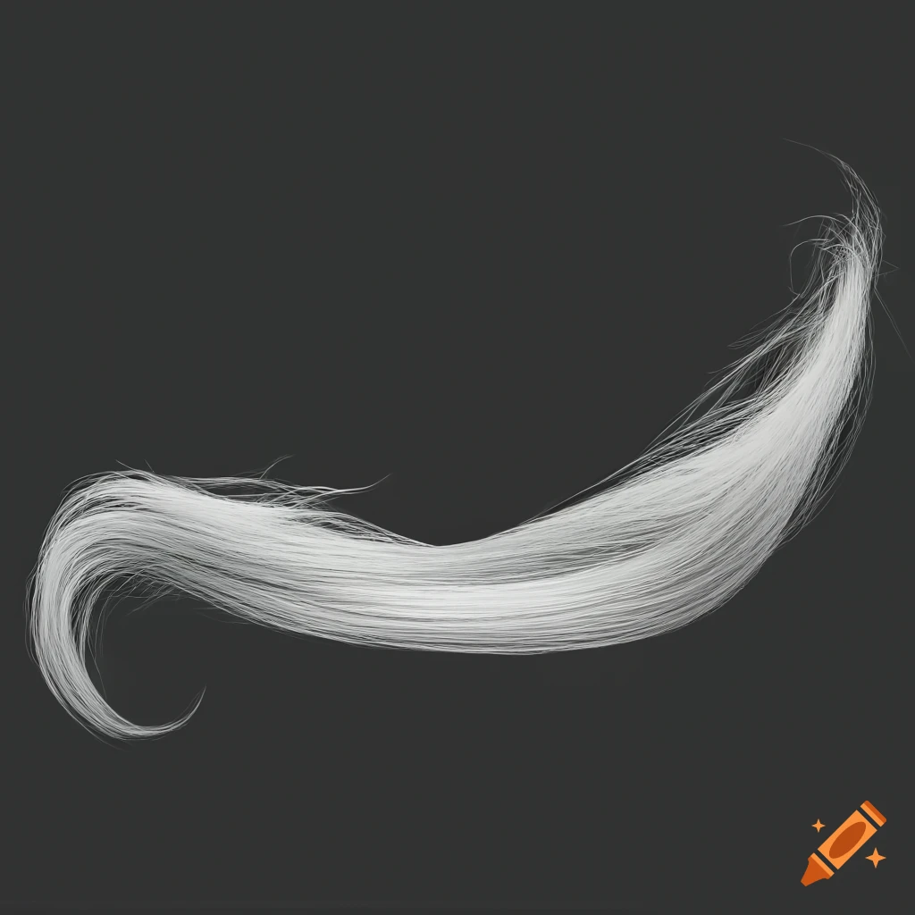Detailed 3d white hair strands on black background on Craiyon