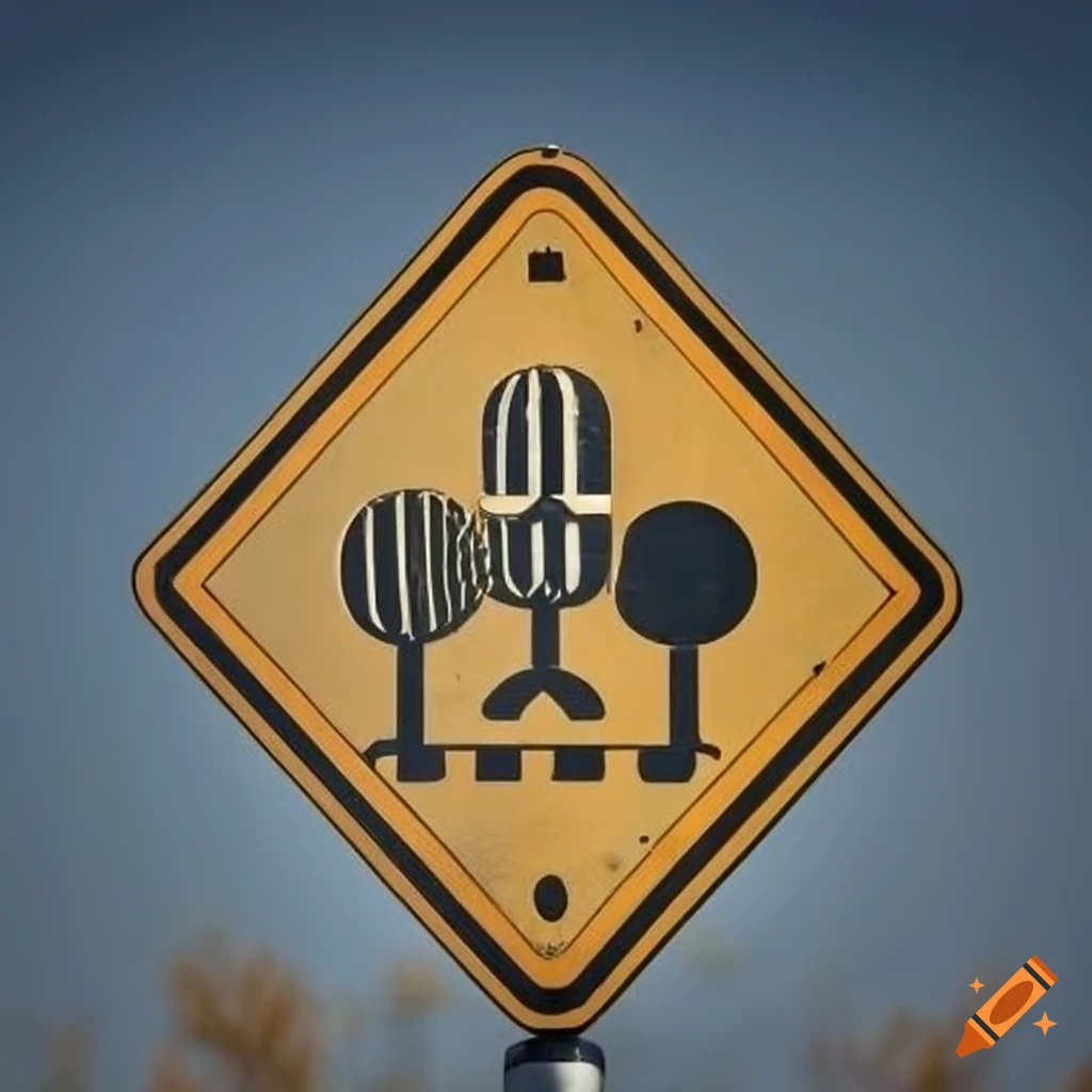 Retro road sign with microphone symbols in a triangle on Craiyon