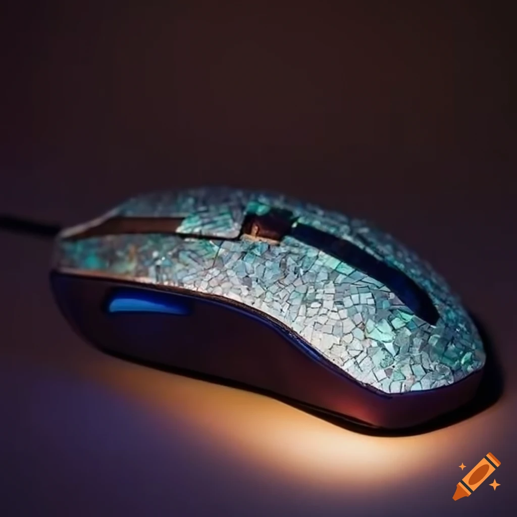 Unique computer mouse made of meteorite and mosaic smalt on Craiyon