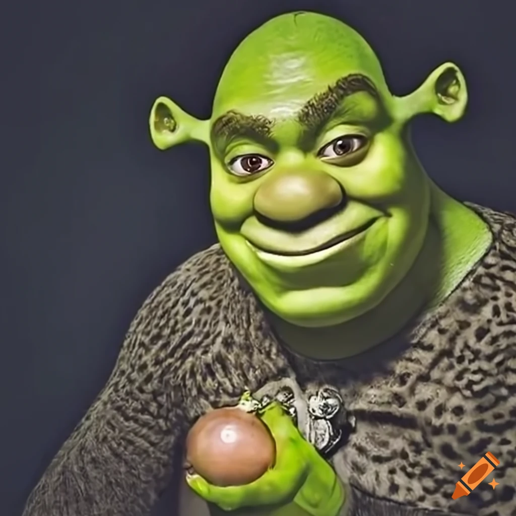 Shrek holding an onion on Craiyon