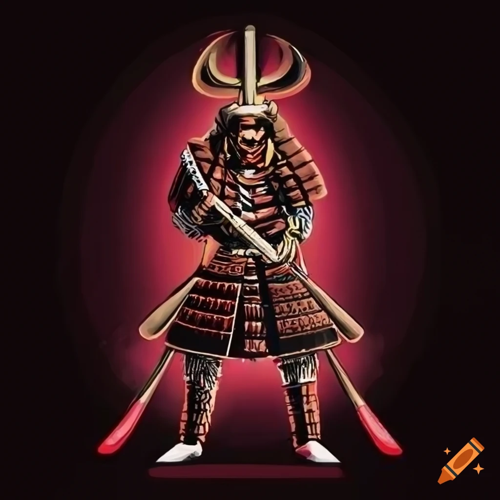 Detailed illustration of a samurai warrior with retro jordan 1 high ...