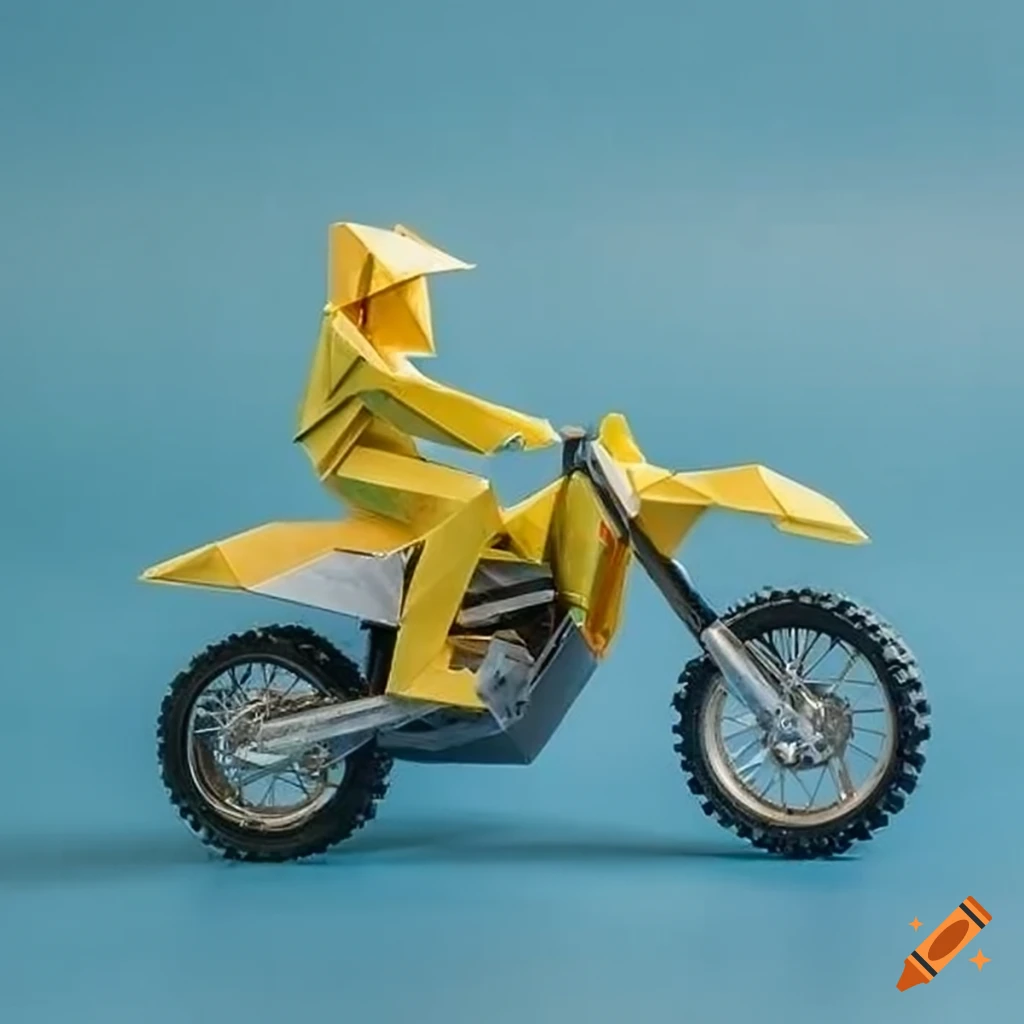 Origami diorama of motocross with perfect paper details on Craiyon