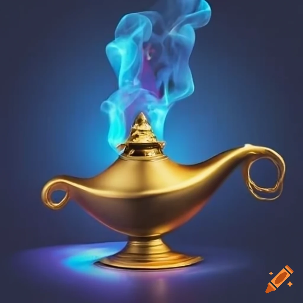 Magic genie lamp with smoke coming out on Craiyon