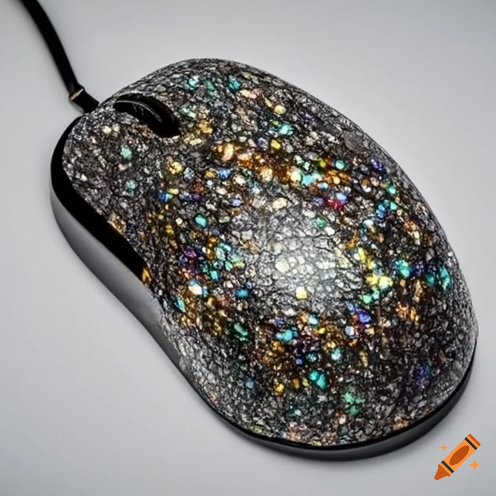 Computer mouse made of meteorite and Mosaic smalt on Craiyon