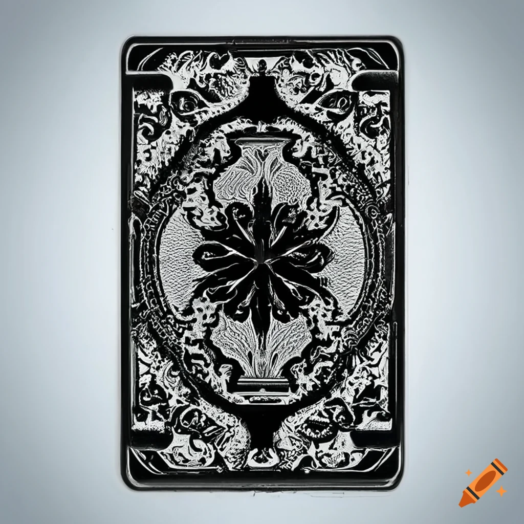 Ornamental black tarot card back side on Craiyon