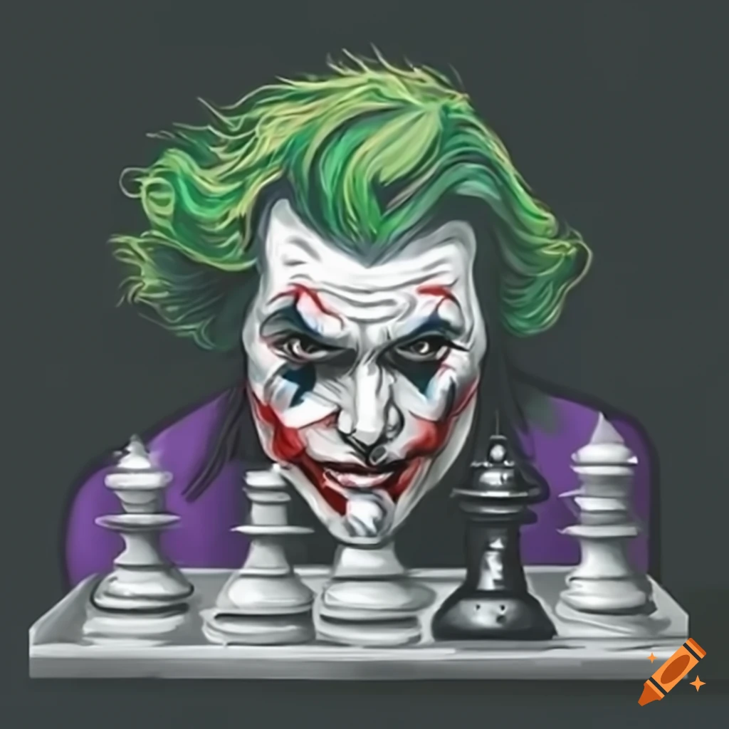 Joker playing chess on Craiyon