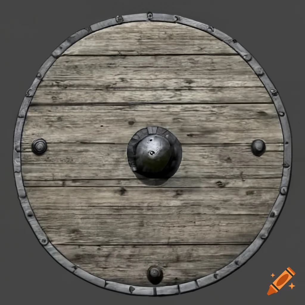 Weathered round wooden viking shield texture on Craiyon
