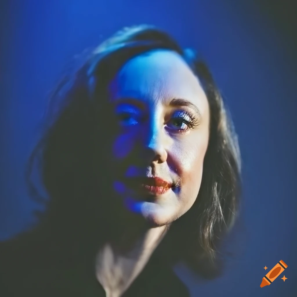 Close-up of Andrea Riseborough acting as Amy with detailed skin and ...