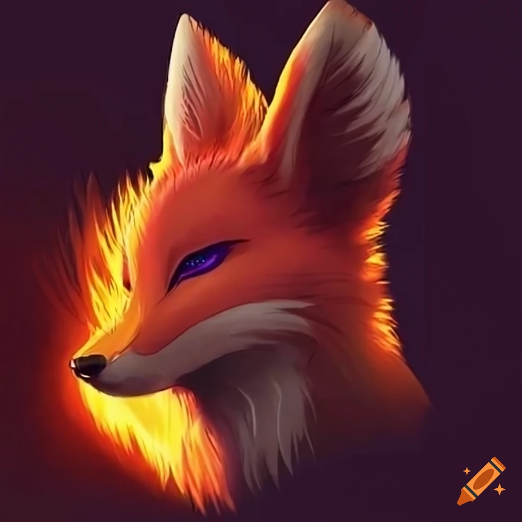 Nine-tailed blazing fox with a fierce look on Craiyon