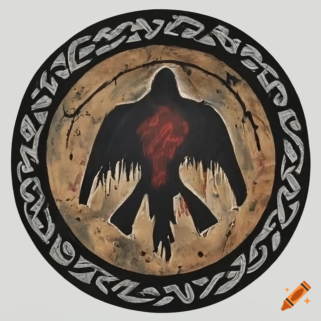 Crude raven logo for a viking clan in primitive style art on Craiyon