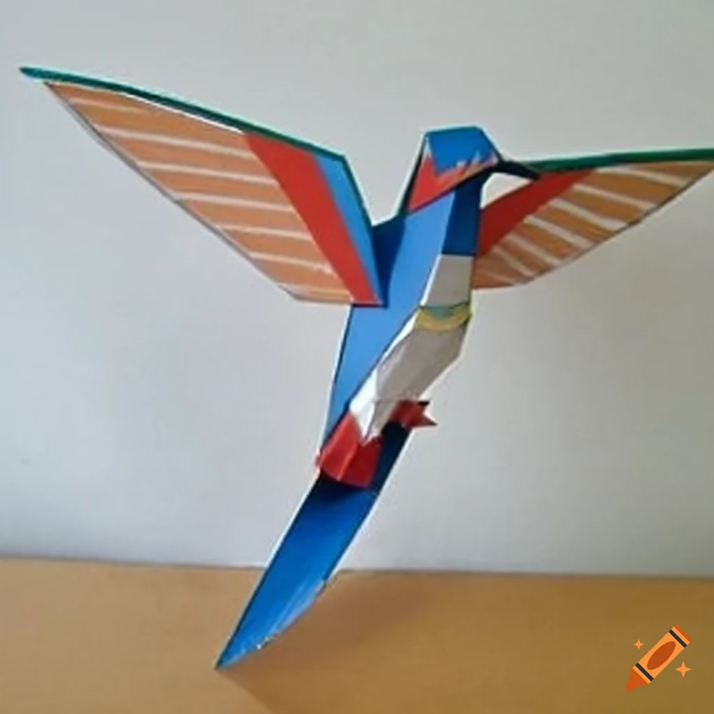 Hummingbird origami papercraft with perfect paper details on Craiyon