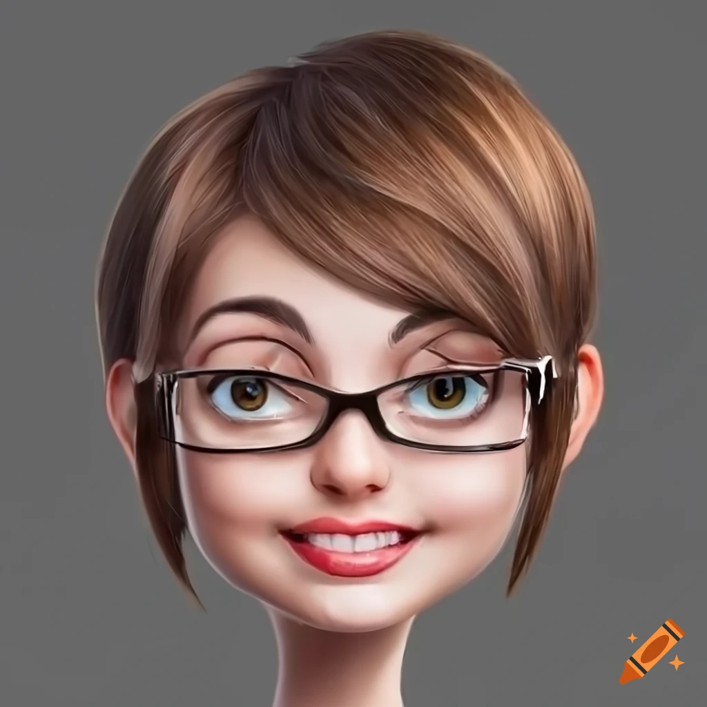 Young Woman With Glasses And Brown Hair With Pink Ends On Craiyon
