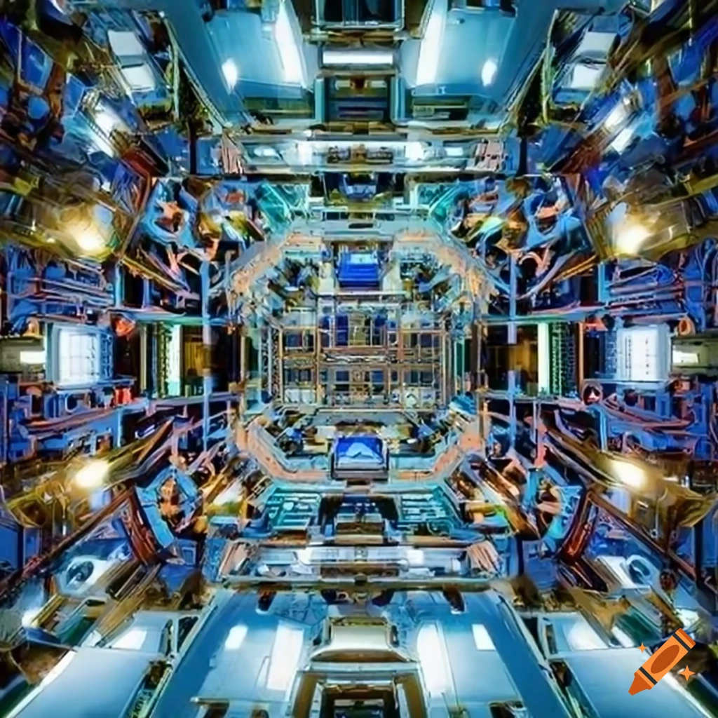 Symmetrical hypergeometric IT image featuring a server rack on Craiyon