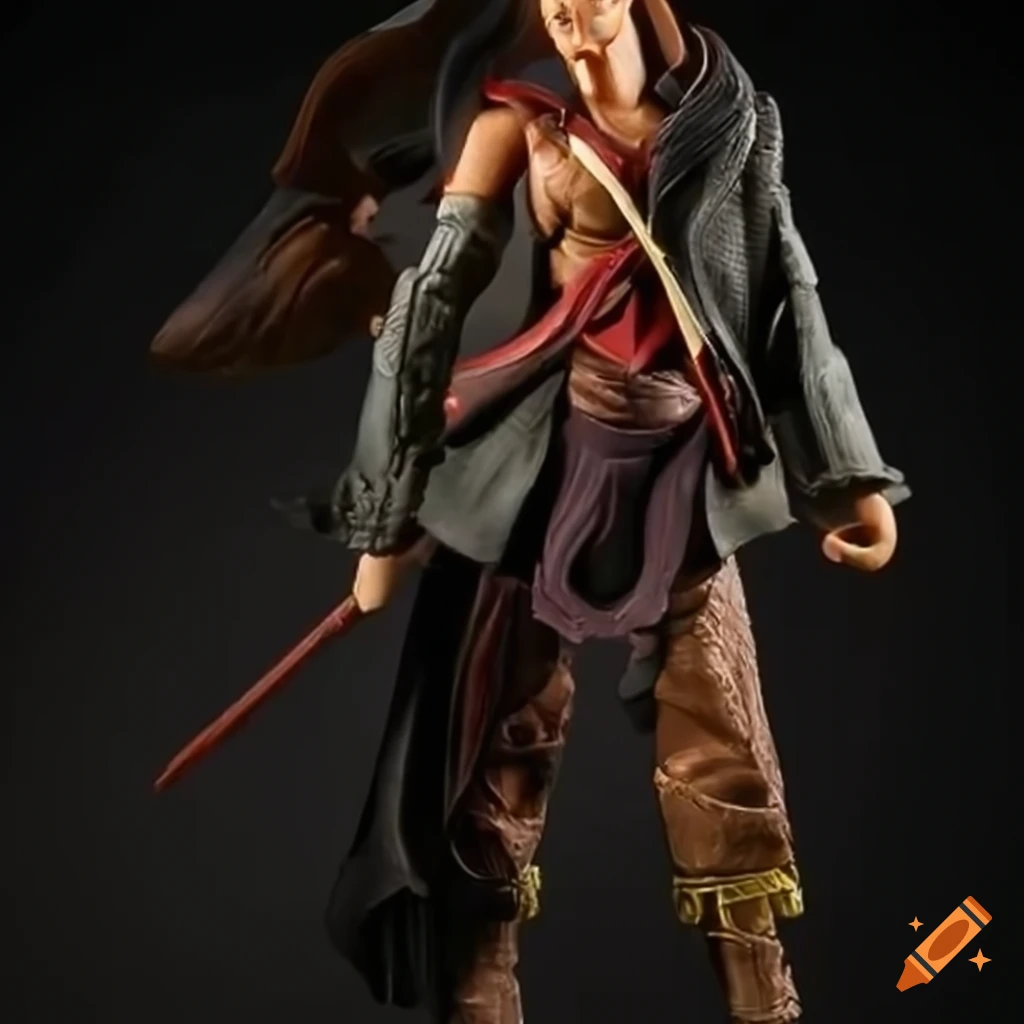 Pirate action figure in dynamic pose on Craiyon